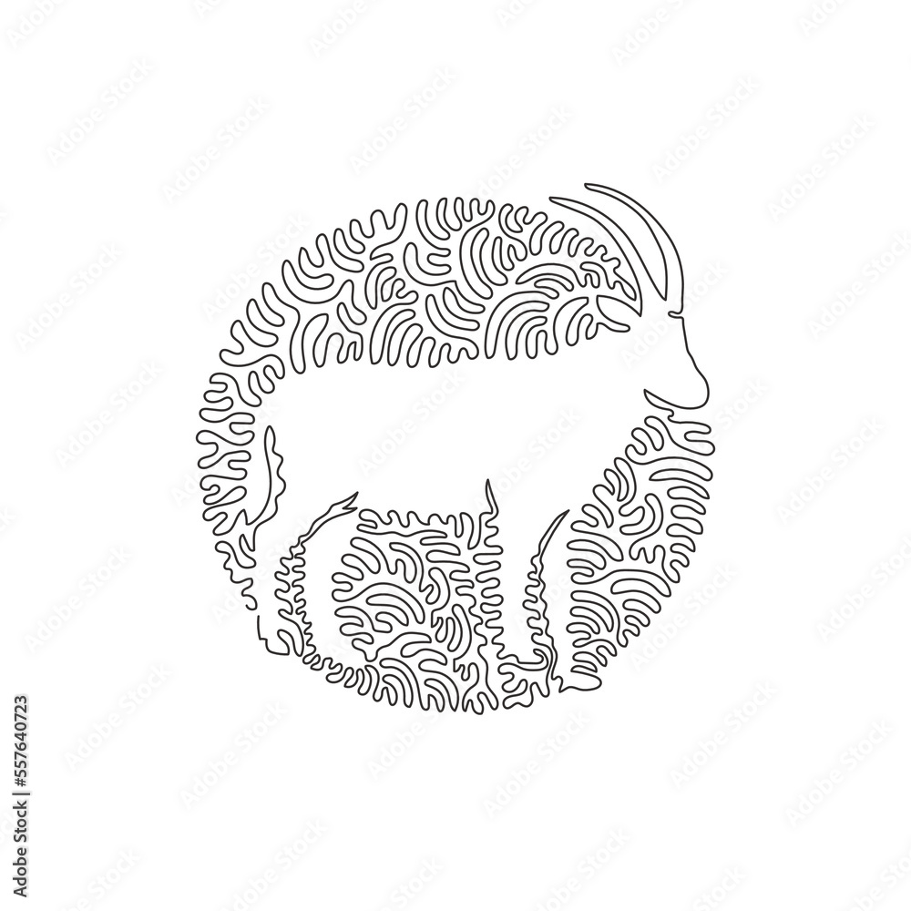 Continuous curve one line drawing of cute antelope abstract art in ...
