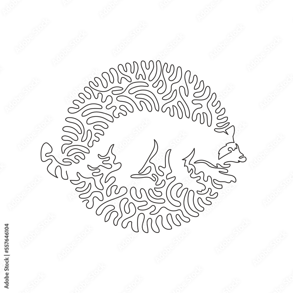Continuous curve one line drawing of adorable raccoon abstract art in ...