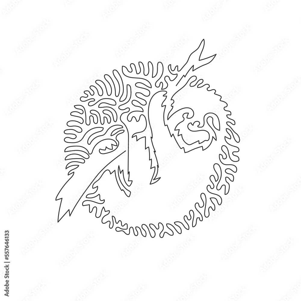 Continuous one curve line drawing of three toed sloth abstract art in ...