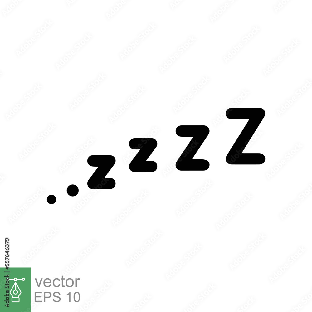 Sleep ZZZ lettering sign. Scribing doodle, snore ZZZZ icon, sleepy, nap ...