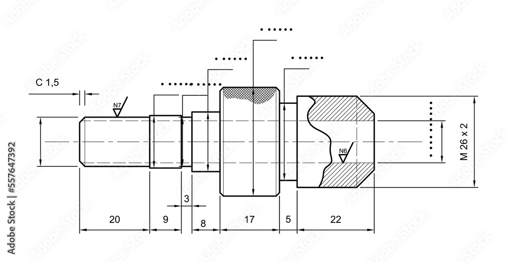 THREAD BOLT DRAWING DESIGN CAD VECTOR Stock Vector | Adobe Stock