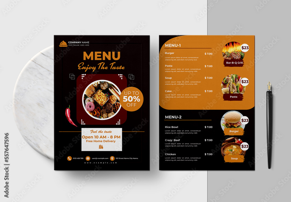 Food Menu Design Layout Stock Template | Adobe Stock