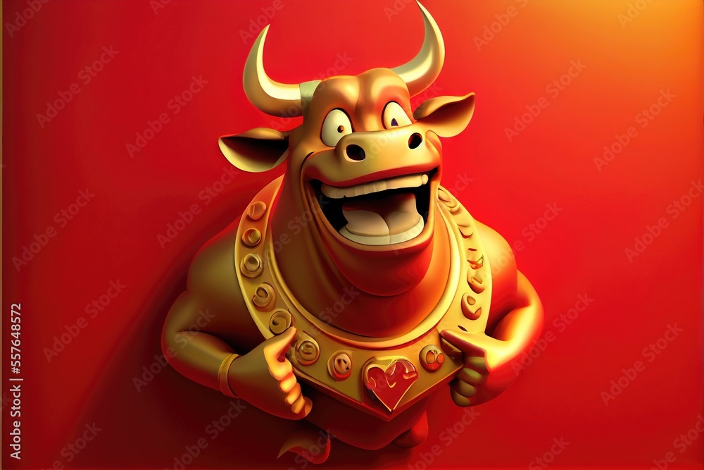 Red and Gold Bull - In Chinese culture, this bull represents ...