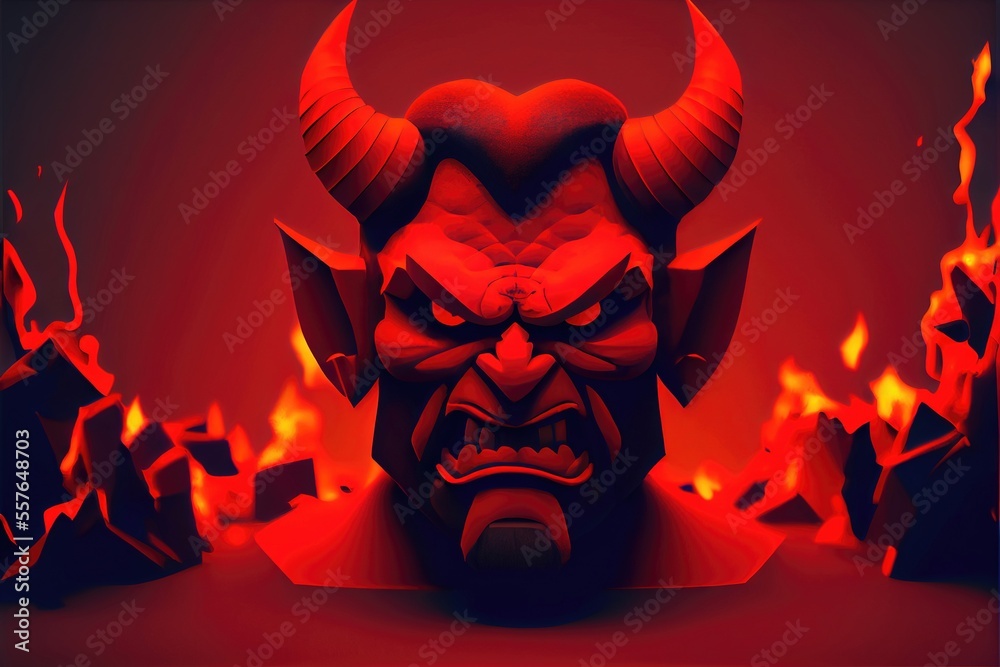 Ilustrace „Satan in Hell - The devil is a red demon living in the ...