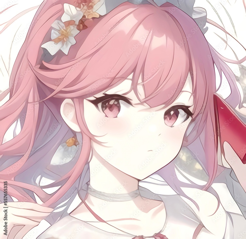 ภาพประกอบสต็อก 女性可愛い萌え日本アニメ漫画美少女アイコンのイラスト素材 ภาพ Adobe Stock