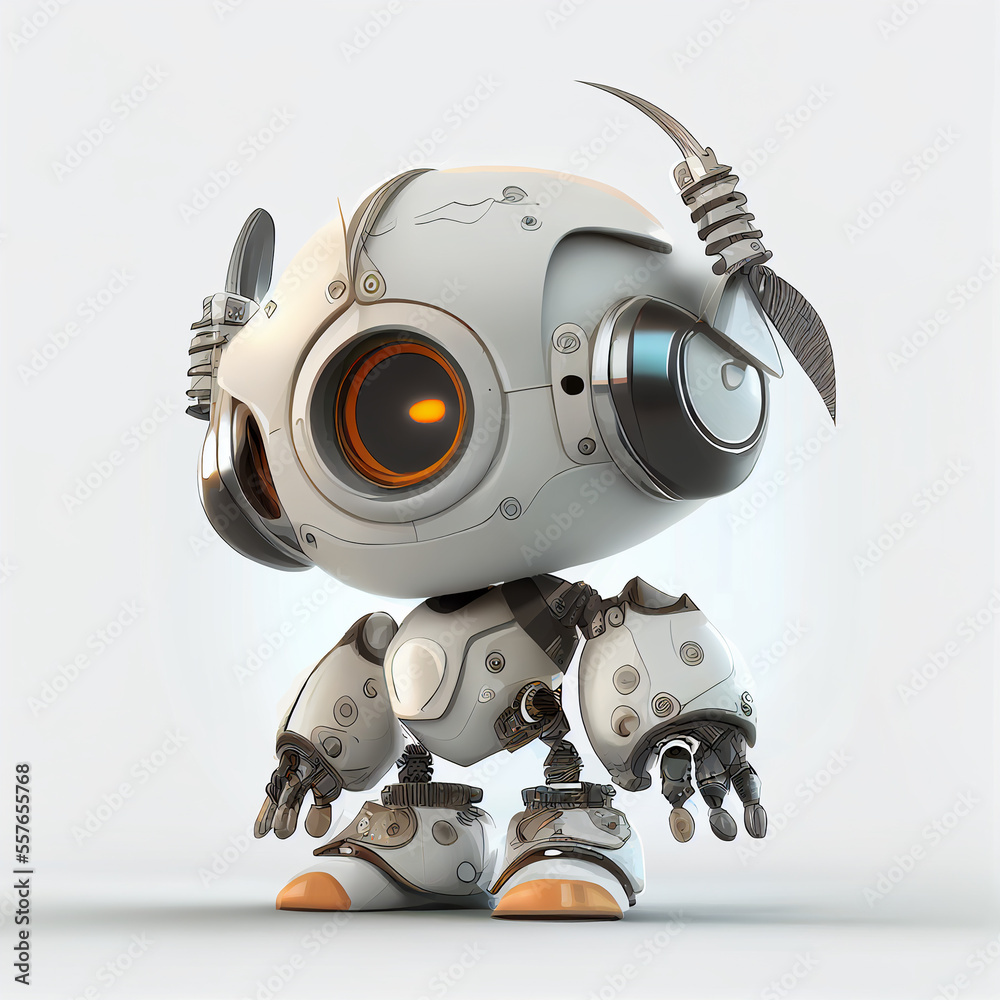 Character design of little robot on isolated background (Created with ...