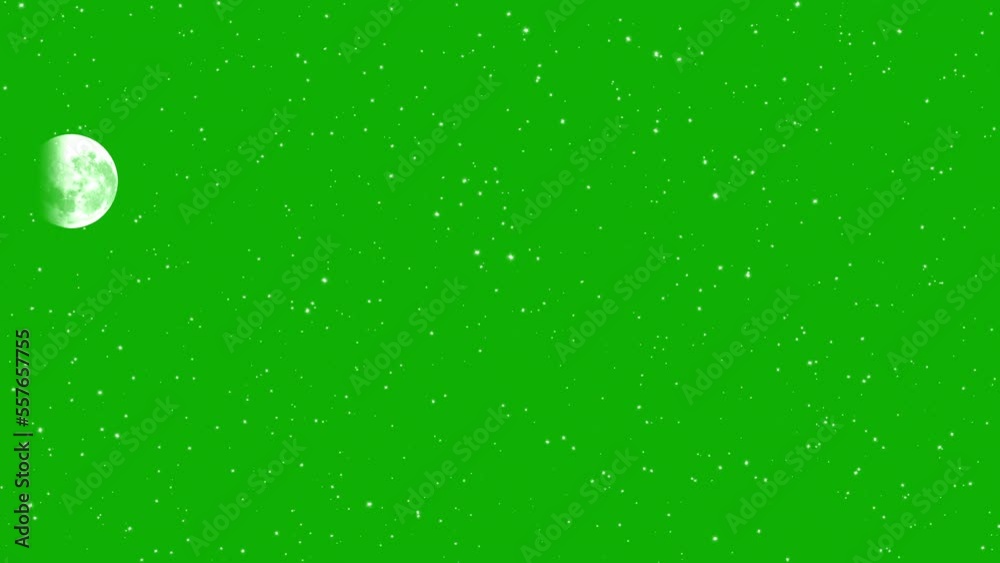 Twinkling stars with moon motion graphics with green screen background ...