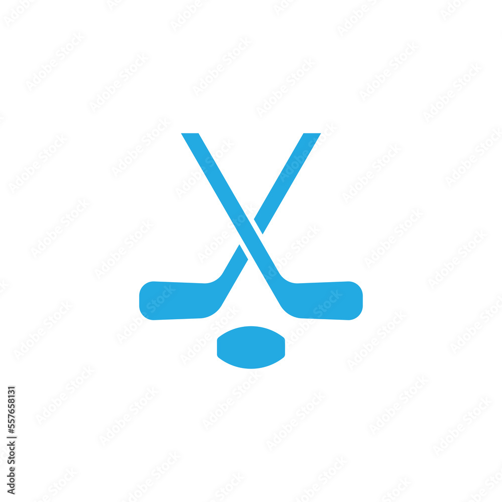 eps10 blue vector Field Hockey icon or logo isolated on white ...