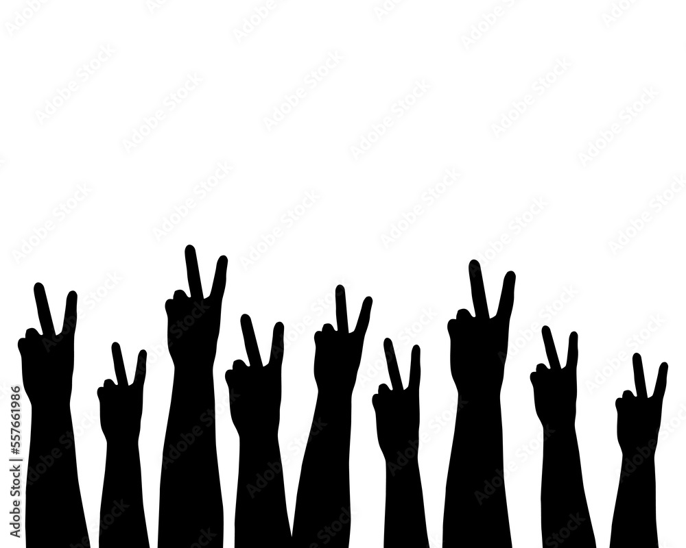 Peace hand sign or symbol silhouette isolated and transparent. Peace ...