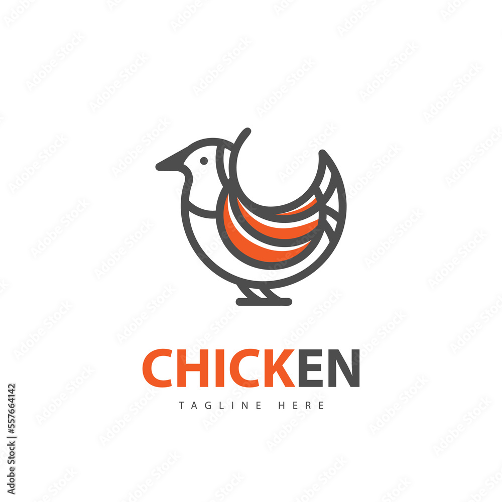 minimalist rooster logo vector line art outline mono line style ...