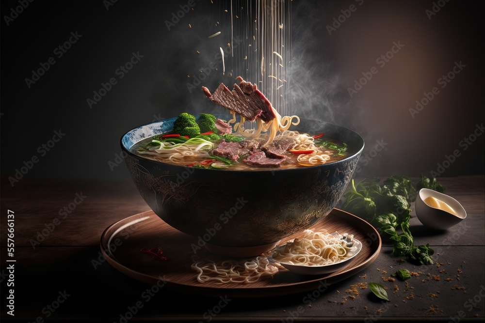"Steaming Northern Vietnamese Beef Pho (Pho Bo Tai Chin) Food ...