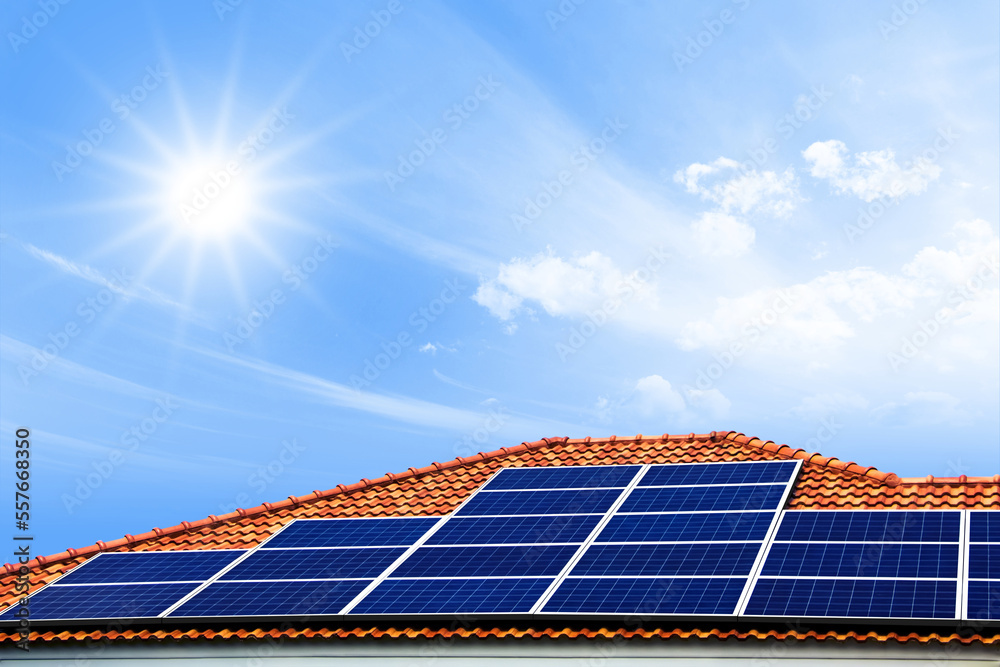 Solar panels on the roof,energy of natural ,Solar cells energy is a ...