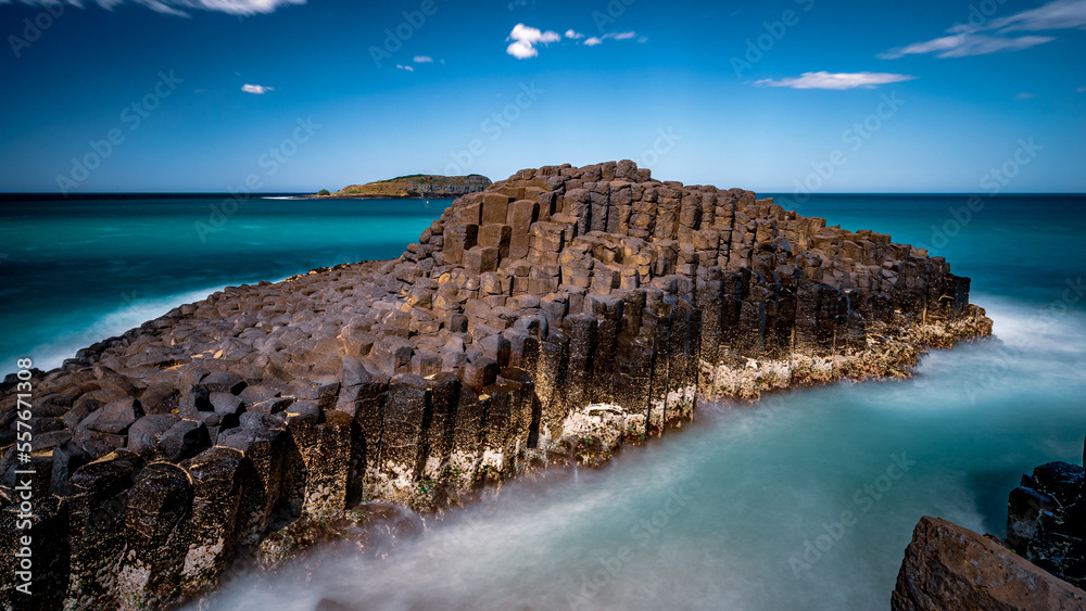 Basalt volcanic rock columns nature formations at the Fingal Head ...