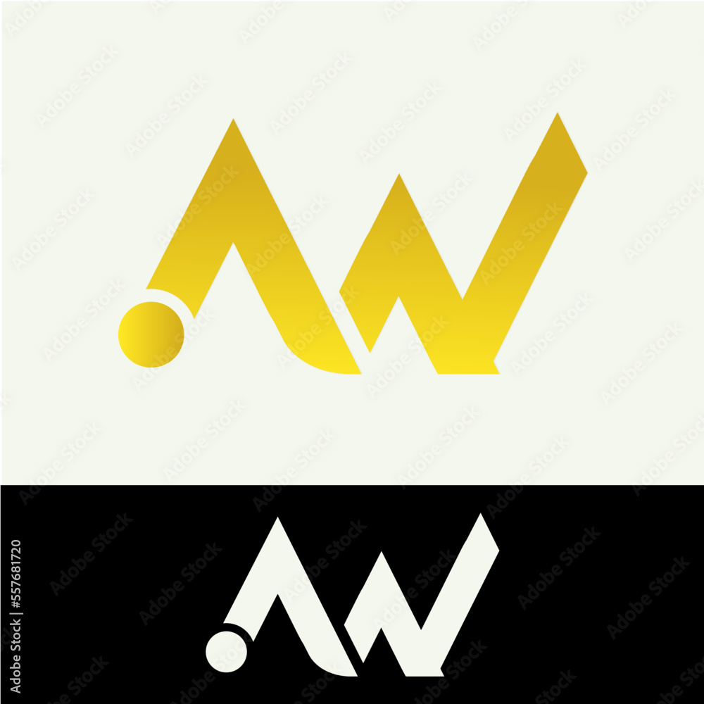 elegant letter AW minimal logo design with vector file .eps, ai ,aw ...