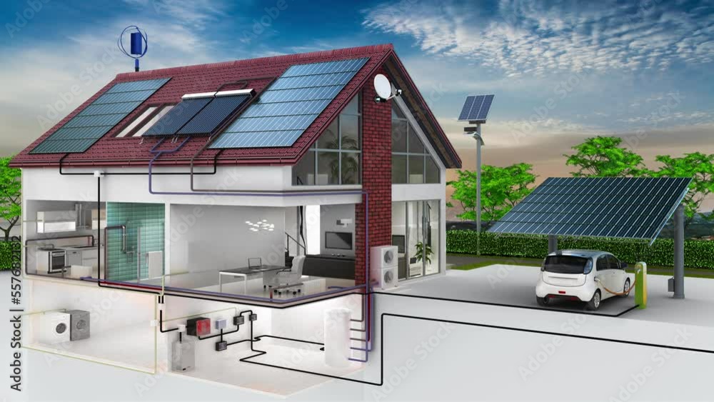 Energieversorgung an einem Einfamilienhaus (Fotovoltaik, Wärmepumpe, Carport mit Ladestation ...