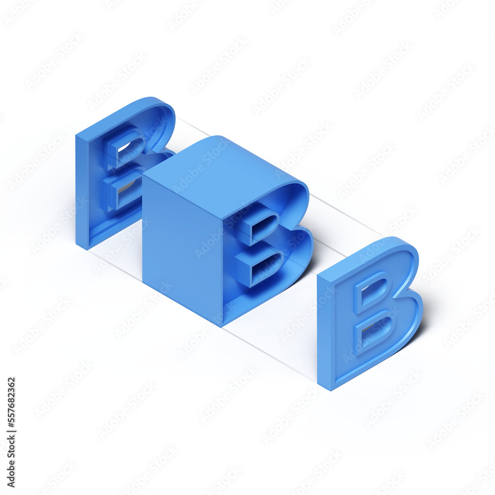 Photo Isometric 3d rendering alphabet letter B isolated on transparent ...