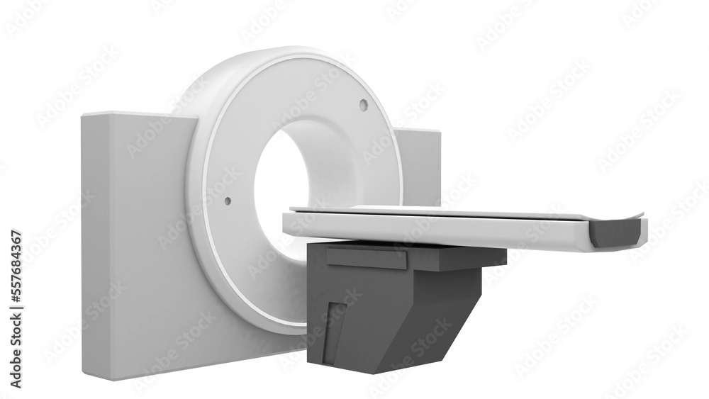 machine for physical examination model for a CT scan against a white ...