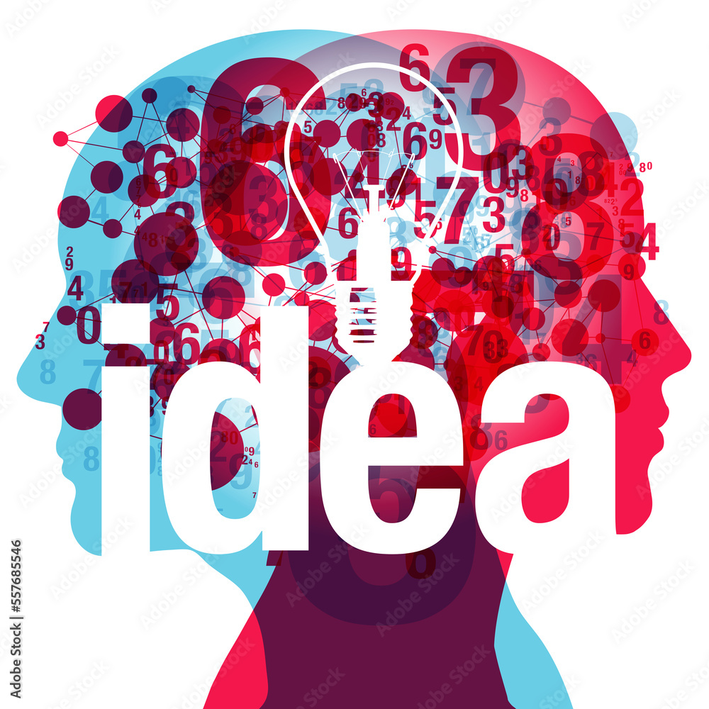 A 2-person side back-to-back silhouette, overlaid with various semi ...