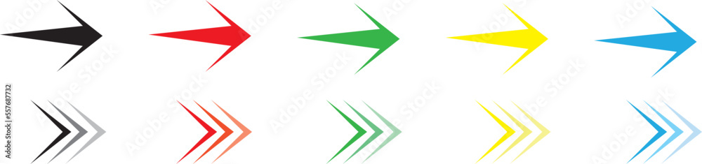 Vetor de Arrow icon set. Colored arrow symbols. Arrow of different ...