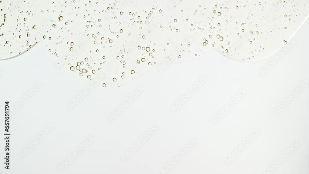 Transparent Cosmetic Gel Fluid With Molecule Bubbles Flowing On The ...