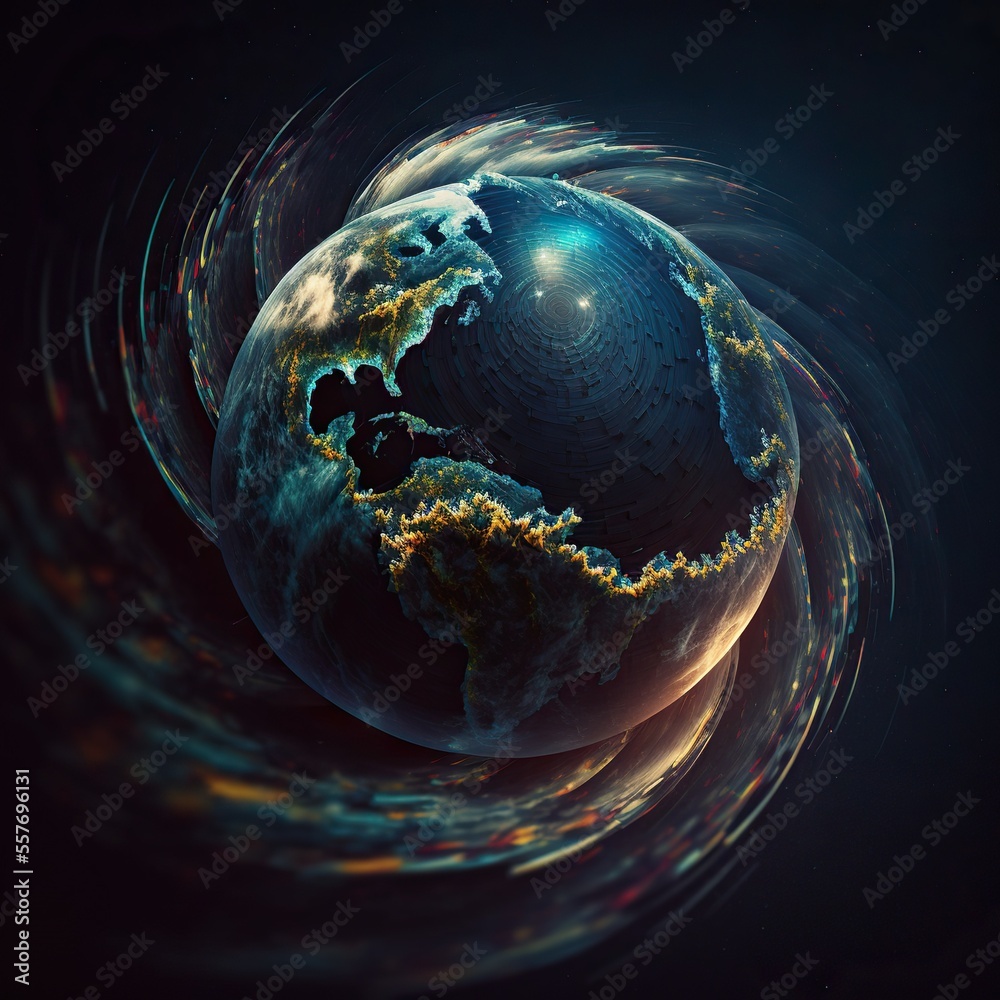 Rotating planet earth motion blur outer space, created with Generative ...