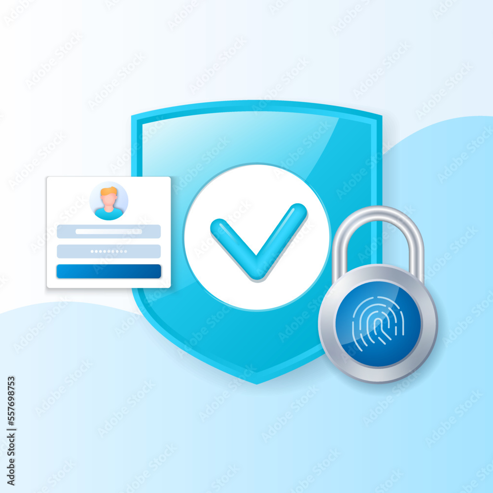 Fingerprint password banner. Shield, lock with fingerprint and parol ...