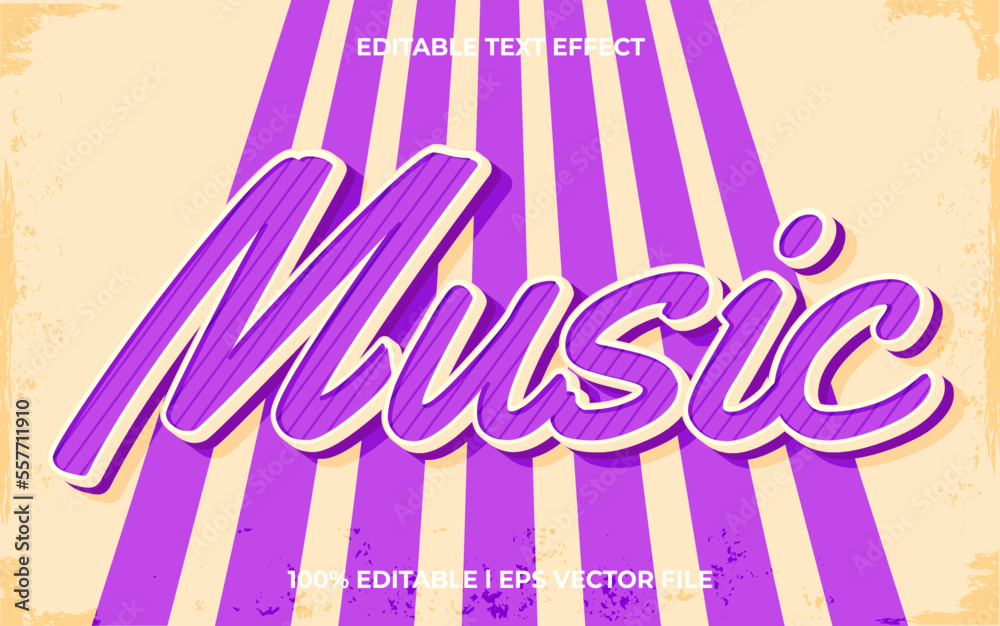 music editable text effect, lettering typography font style, purple 3d ...