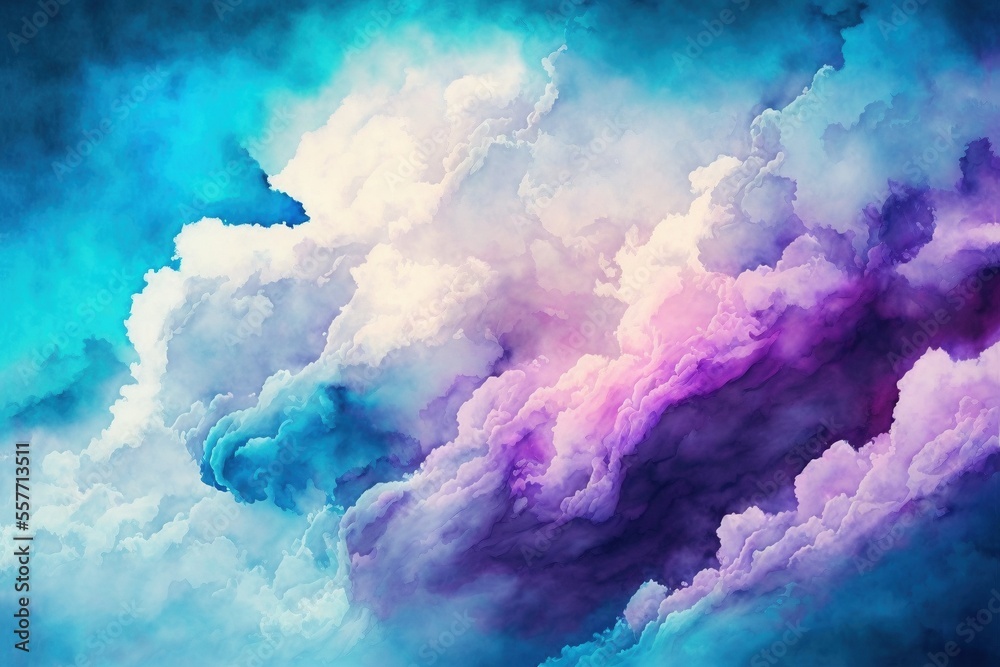 abstract watercolour cloud background, blue and purple watercolour ...