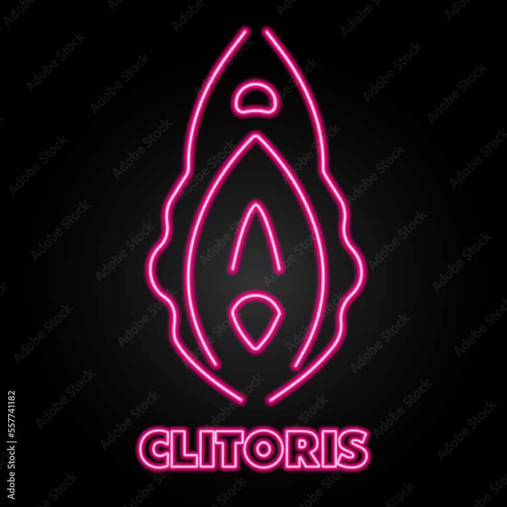 clitoris neon sign, modern glowing banner design, colorful modern ...