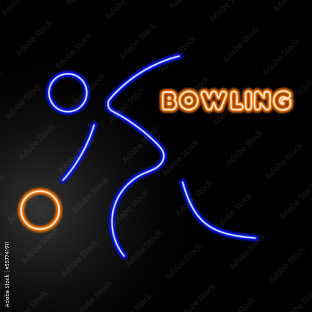 bowling neon sign, modern glowing banner design, colorful modern design ...