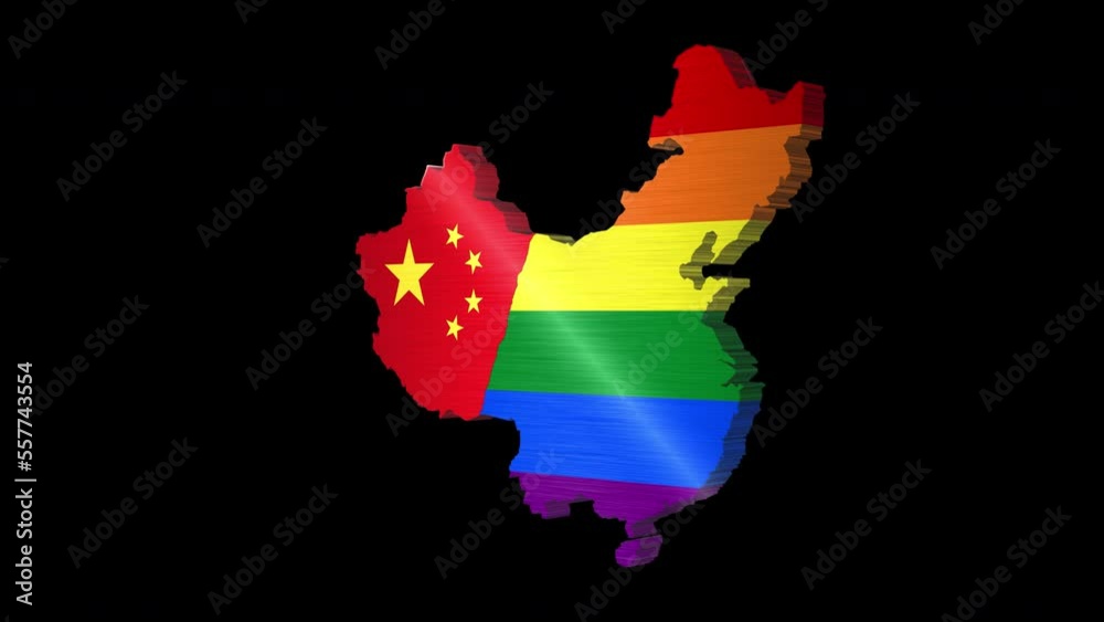 Lgbt flag.3d animation of the China map rotating,isolated by the alpha ...