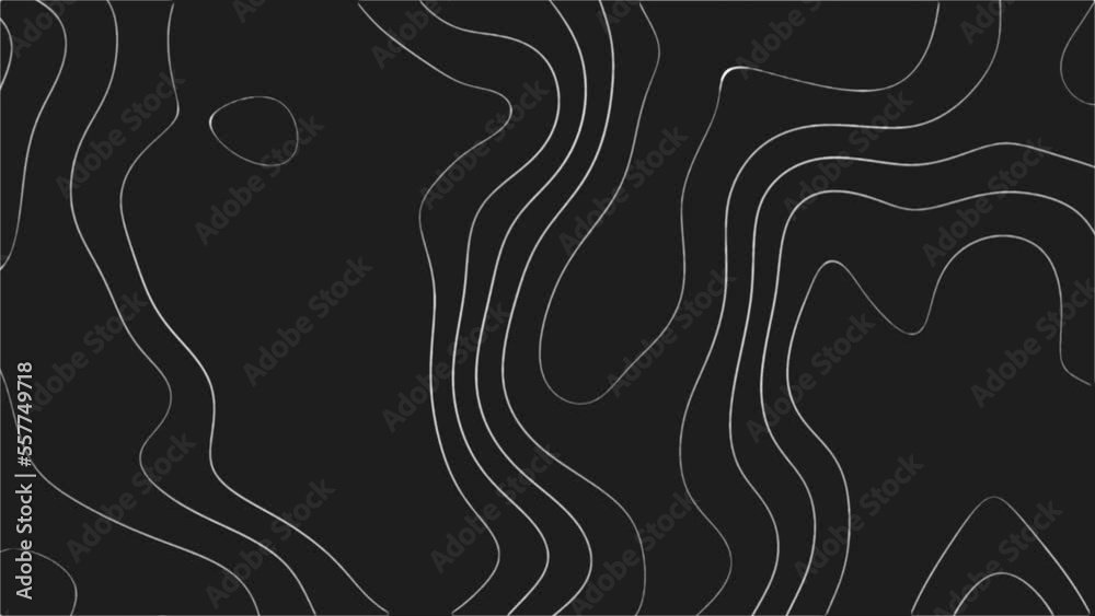 Abstract animated outline topographic contour map. Moving waves on ...