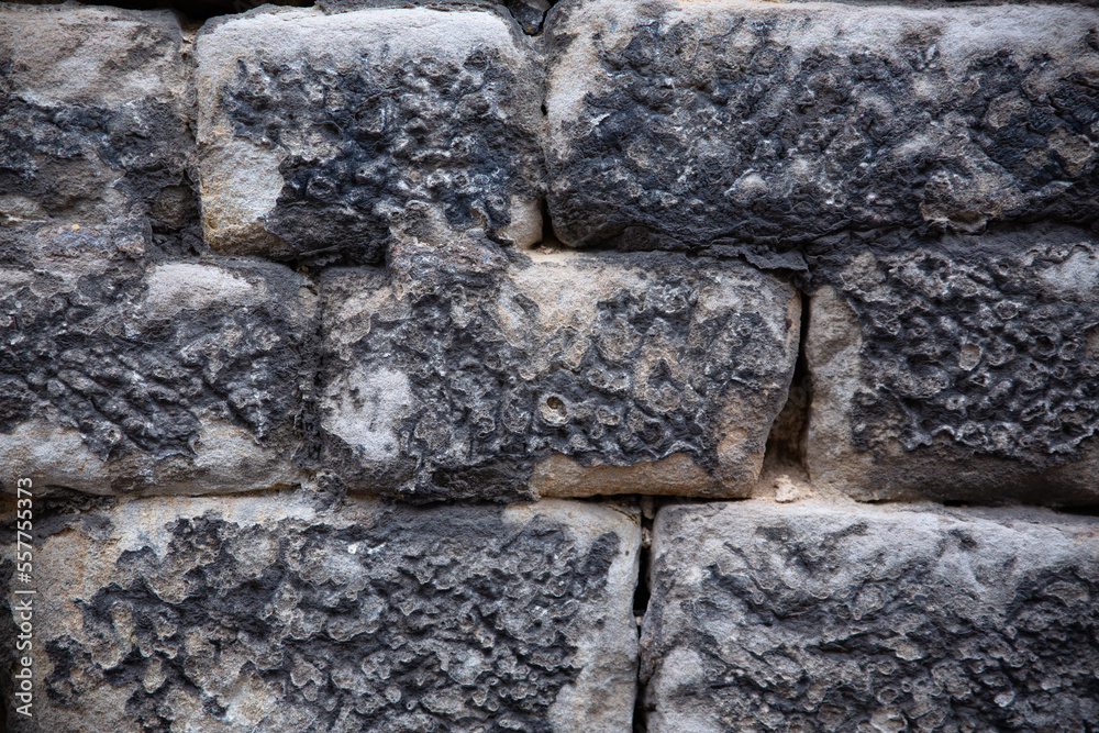 Grungy old brick wall background.Dirty damaged brick texture.Vintage ...