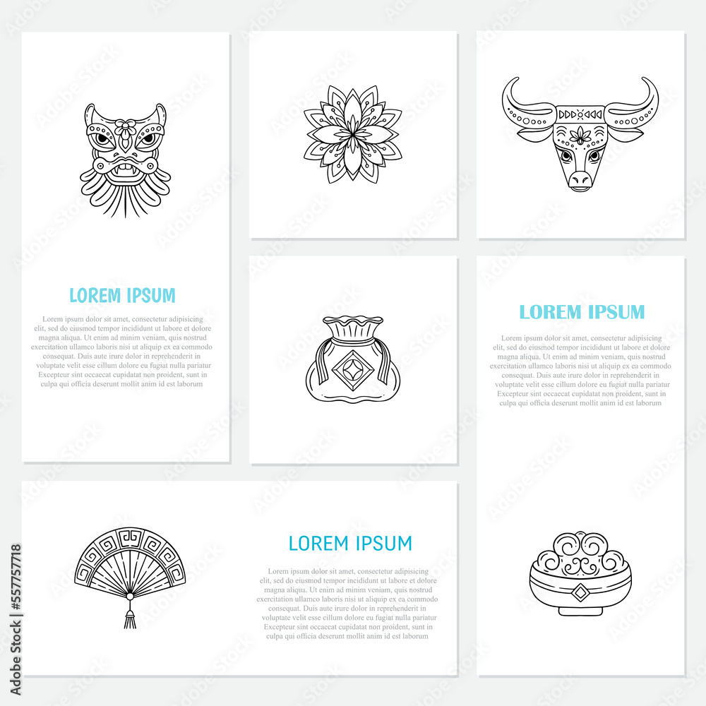 Chinese lunar calendar symbols isolated on white background. Stock ...