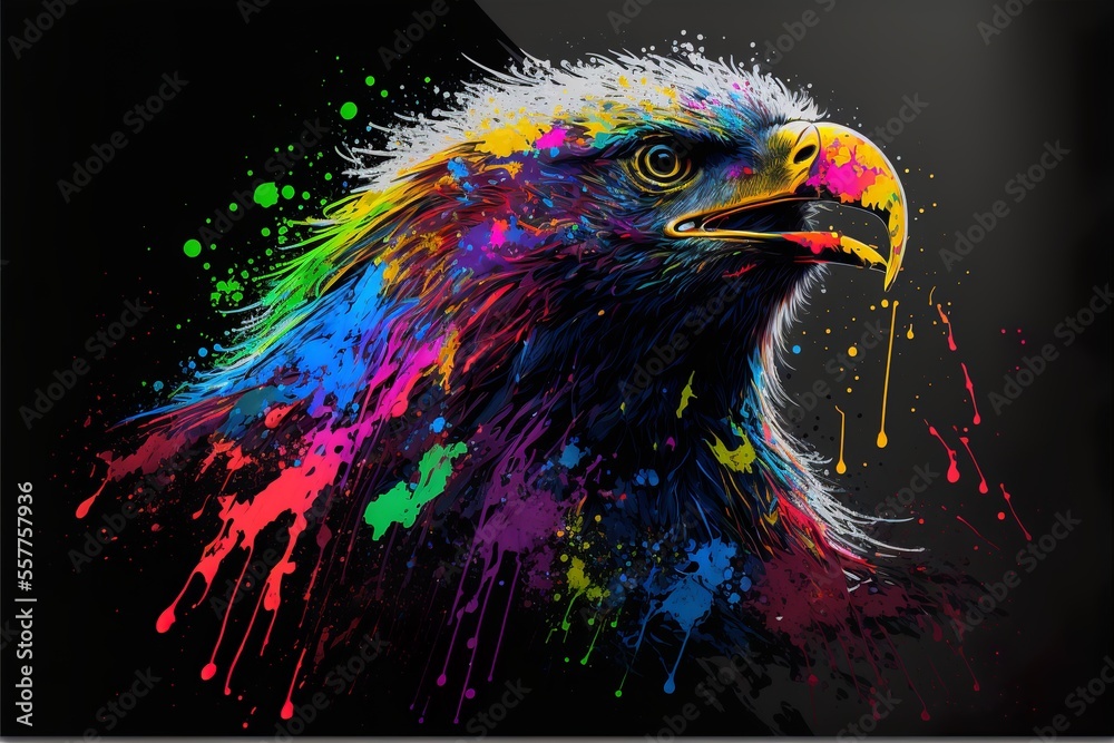 Painted animal with paint splash painting technique on colorful ...
