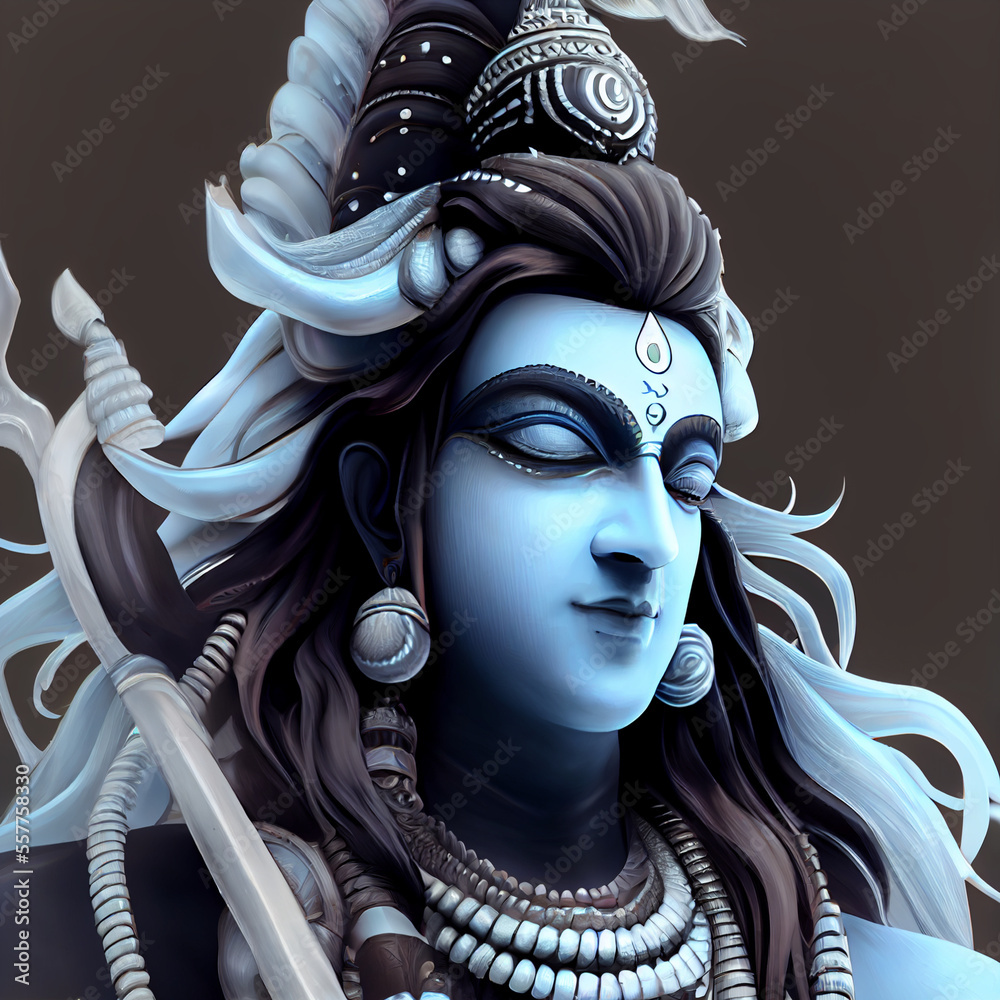 Shiva portrait, hindu god, hinduism deity with blue skin Stock ...