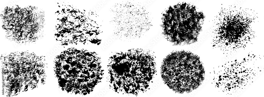 Vector set hand drawn grunge black stamp prints and spots, can be used ...