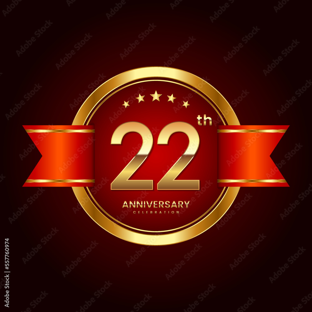22th Anniversary. Anniversary logo design with emblem style for ...