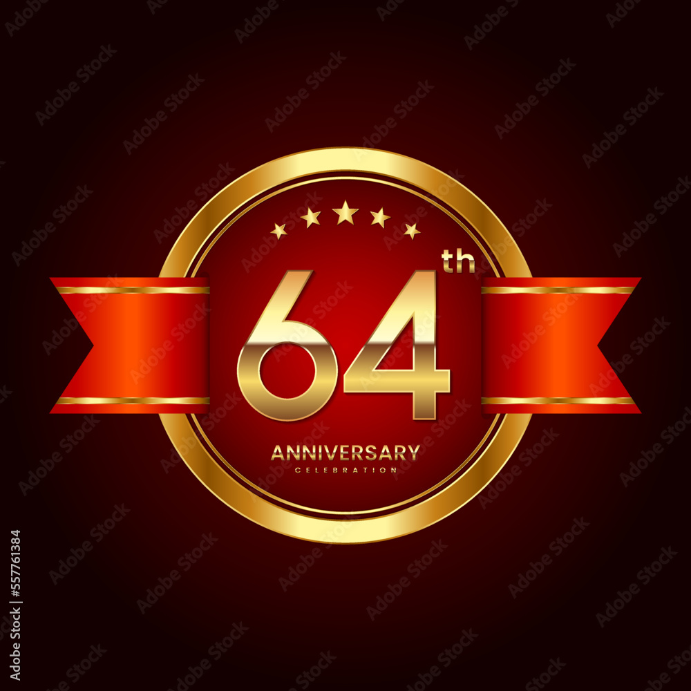 64th Anniversary. Anniversary logo design with emblem style for ...
