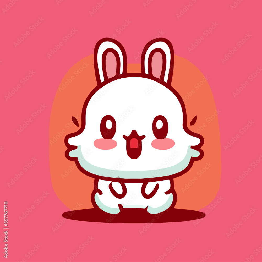 Cute Rabbit illustration Rabbit kawaii chibi vector drawing style ...