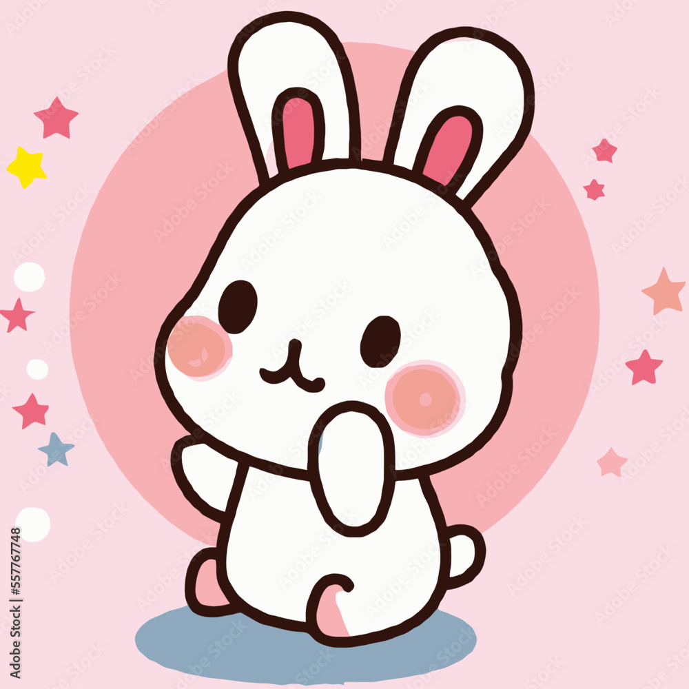 Cute Rabbit illustration Rabbit kawaii chibi vector drawing style ...
