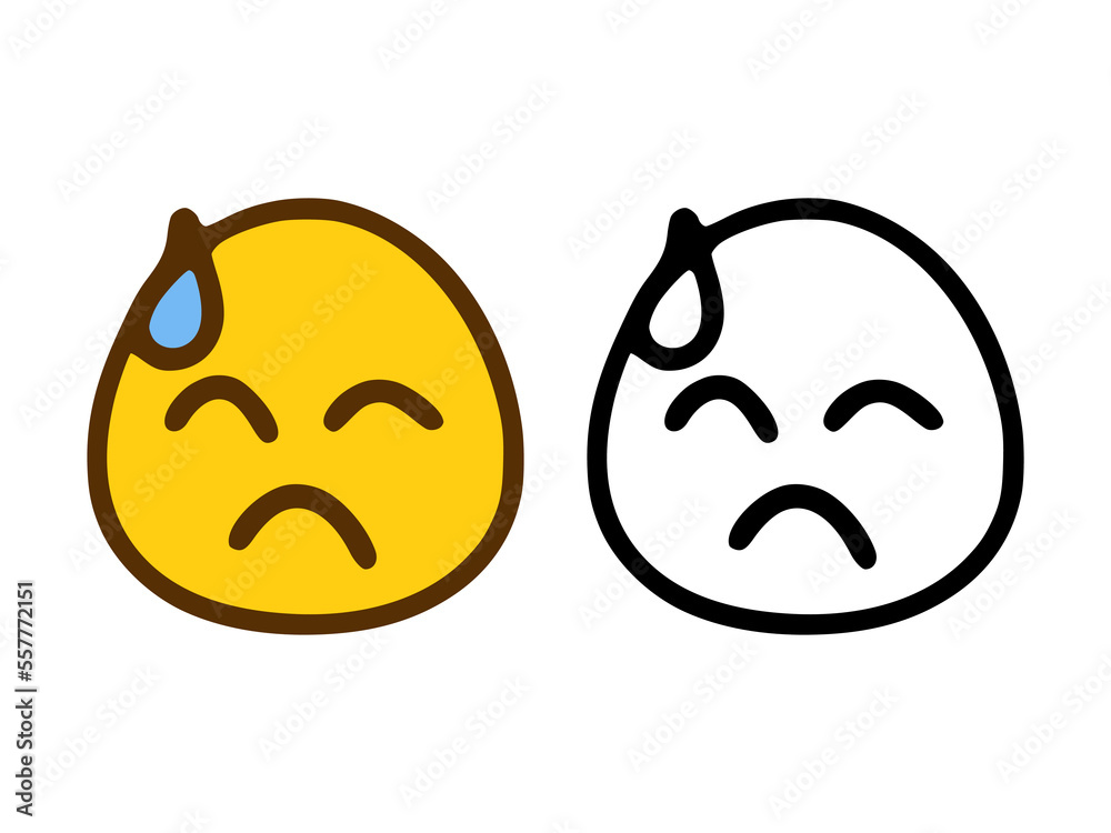 Sad face emoticon in hand drawn style isolated on white background ...