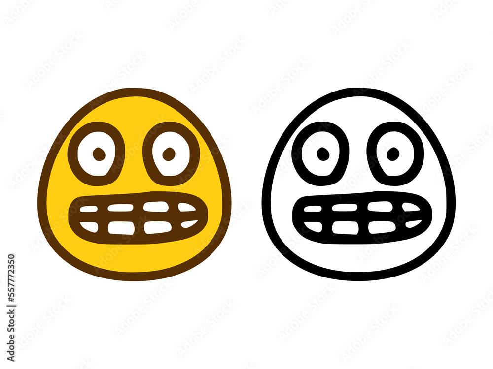 Emoticon showing teeth emoticon in two style isolated on white ...