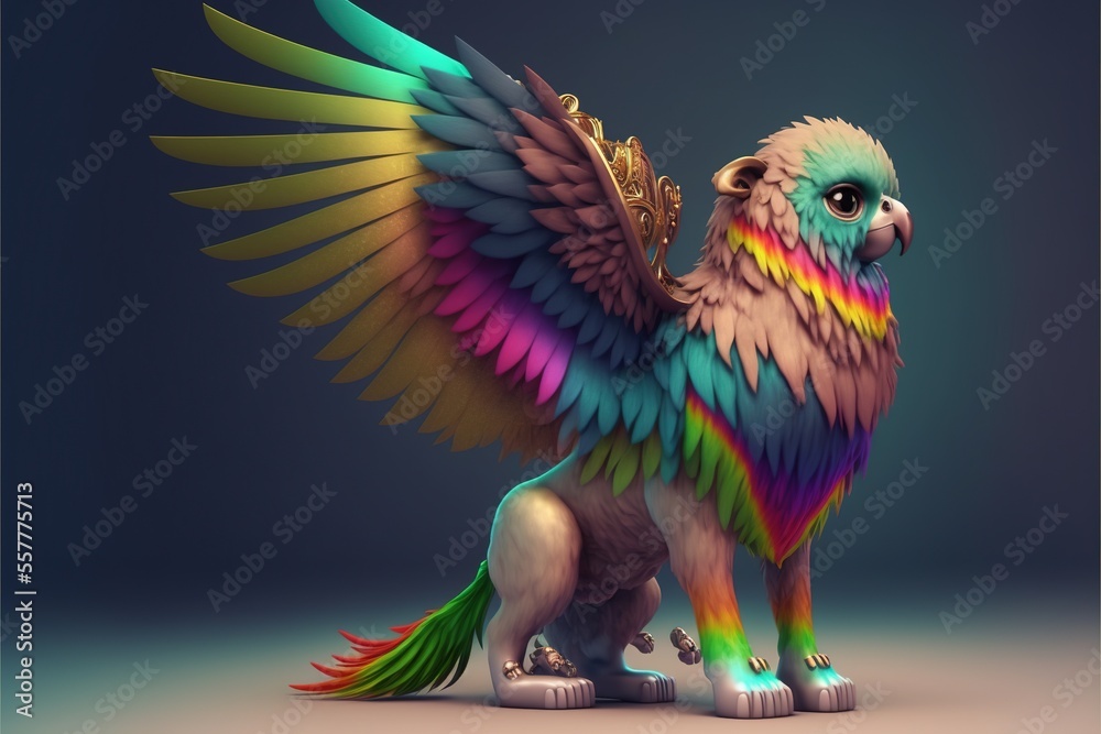 Cute kawaii griffin or griffon, mythology, half eagle half lion ...