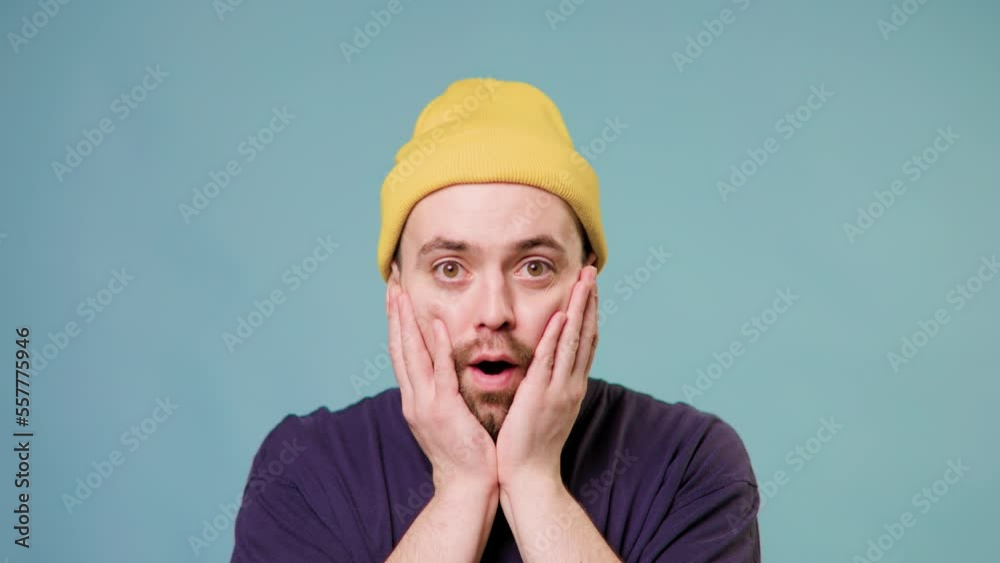portrait of handsome guy shocked Emotional surprised young man looking ...