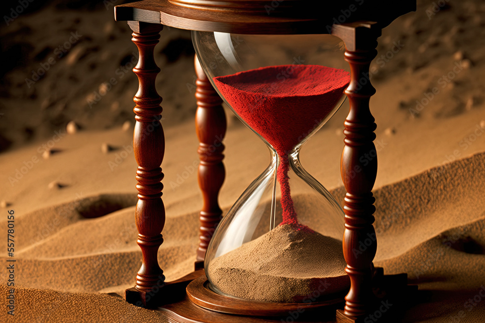 The holy bible's red sand hourglass is ajar in chapter one of Jesus ...