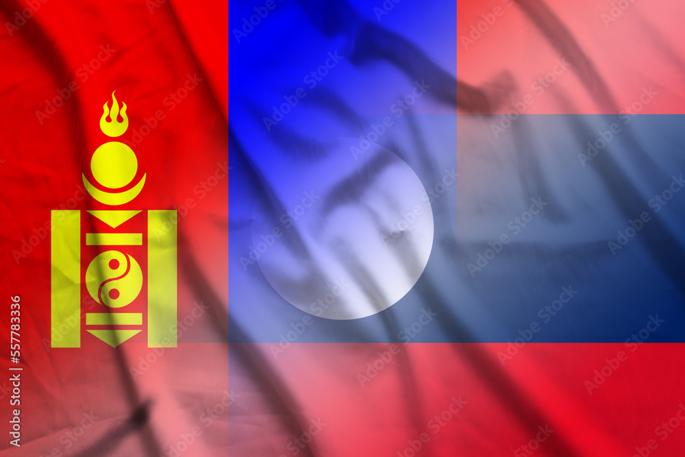 Mongolia and Laos political flag international negotiation LAO MNG ...