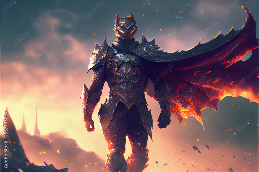 Man in Dragon scale armor ai art Stock Illustration | Adobe Stock