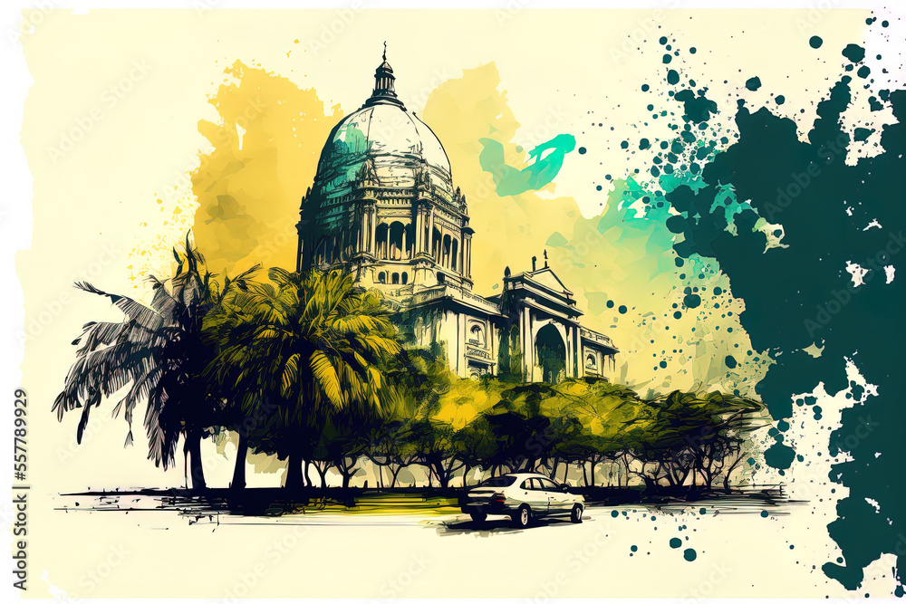 Building and landmark view of Kolkata, an Indian metropolis ...