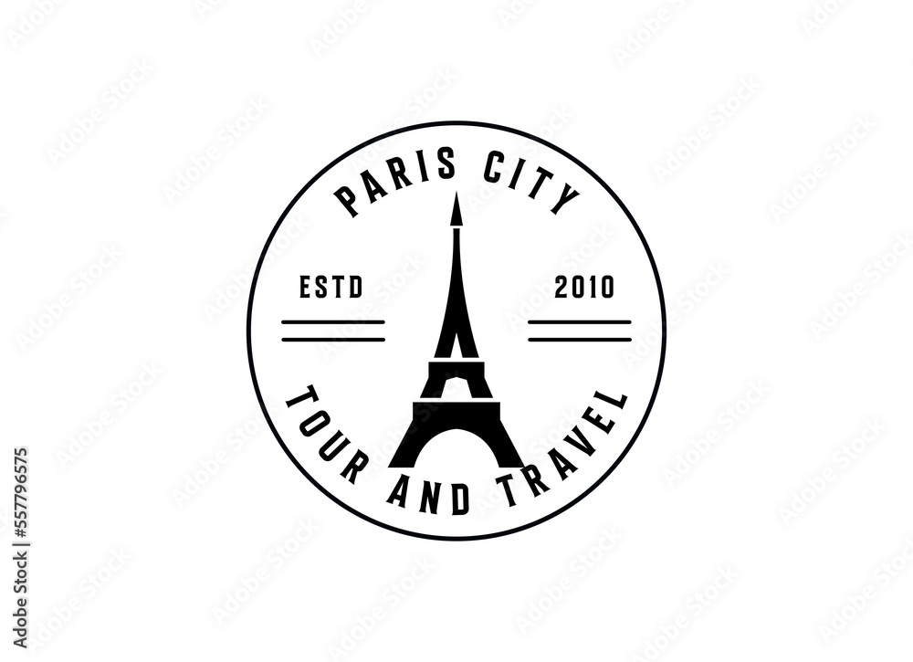 Paris tourist attraction logo design. Paris Eiffel tower travel ...